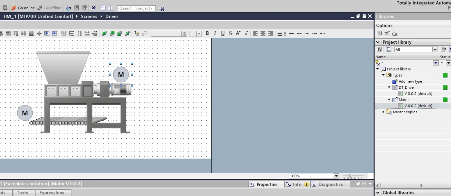 Create WinCC Unified HMI screen and faceplate