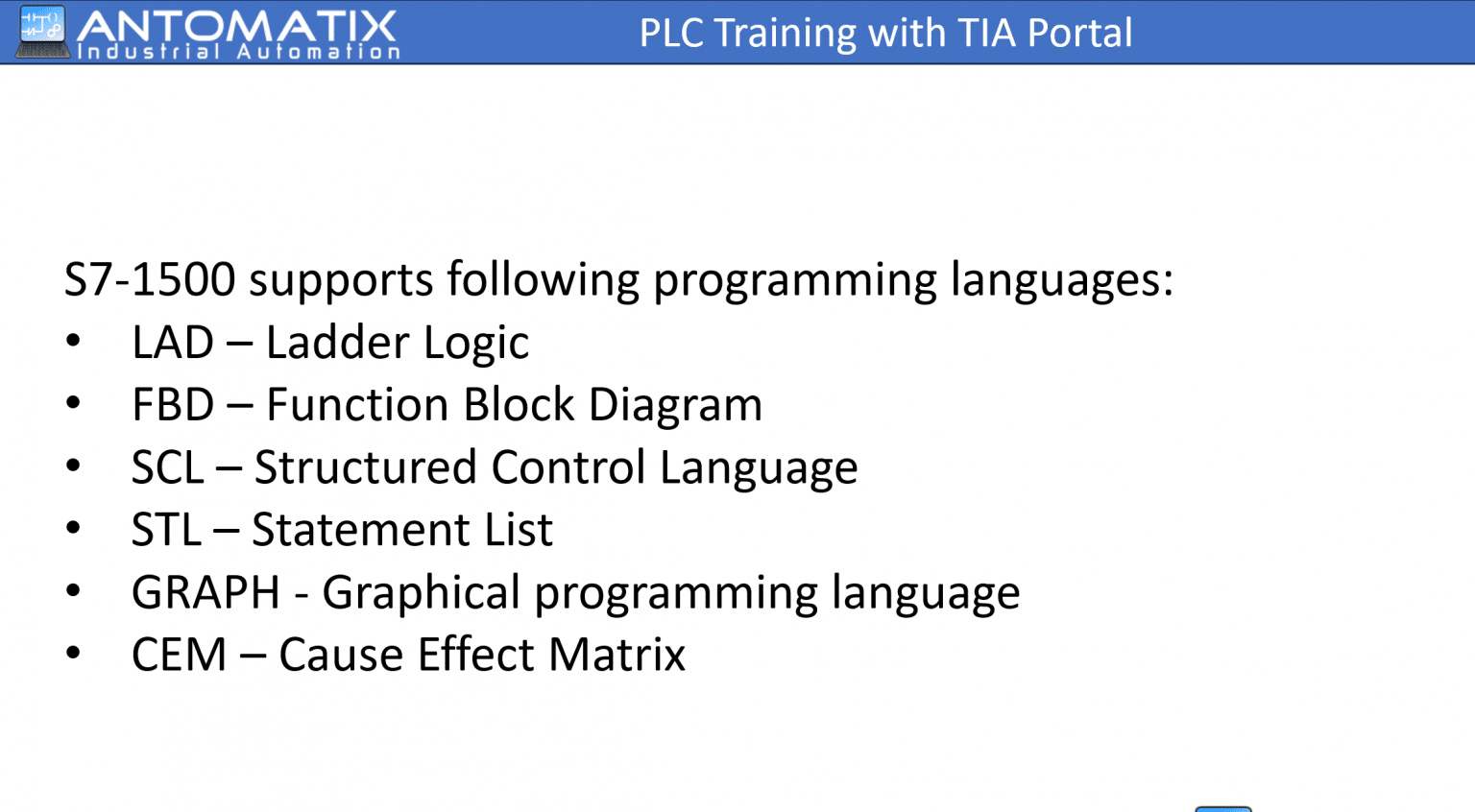 All PLC Programming languages used in TIA Portal - Antomatix - Portal ...